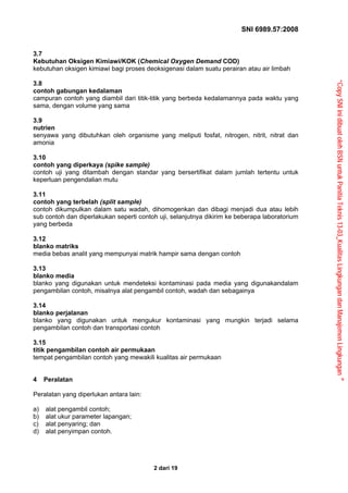 SNI 6989.57.2008 Metode Pengambilan Contoh Air Permukaan | PDF