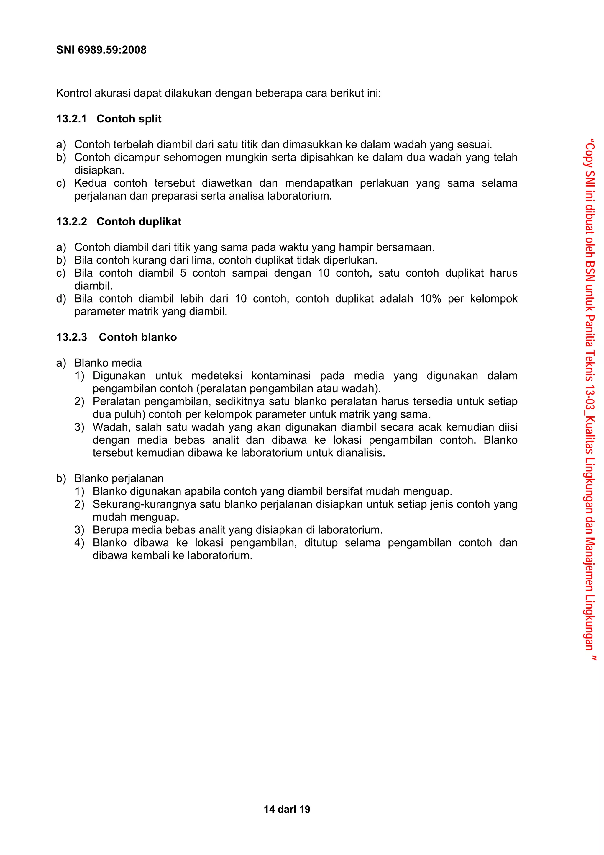 SNI 6989.59.2008 Metode Pengambilan Contoh Air Limbah | PDF