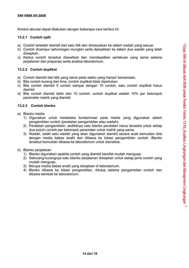 SNI 6989.59.2008 Metode Pengambilan Contoh Air Limbah | PDF