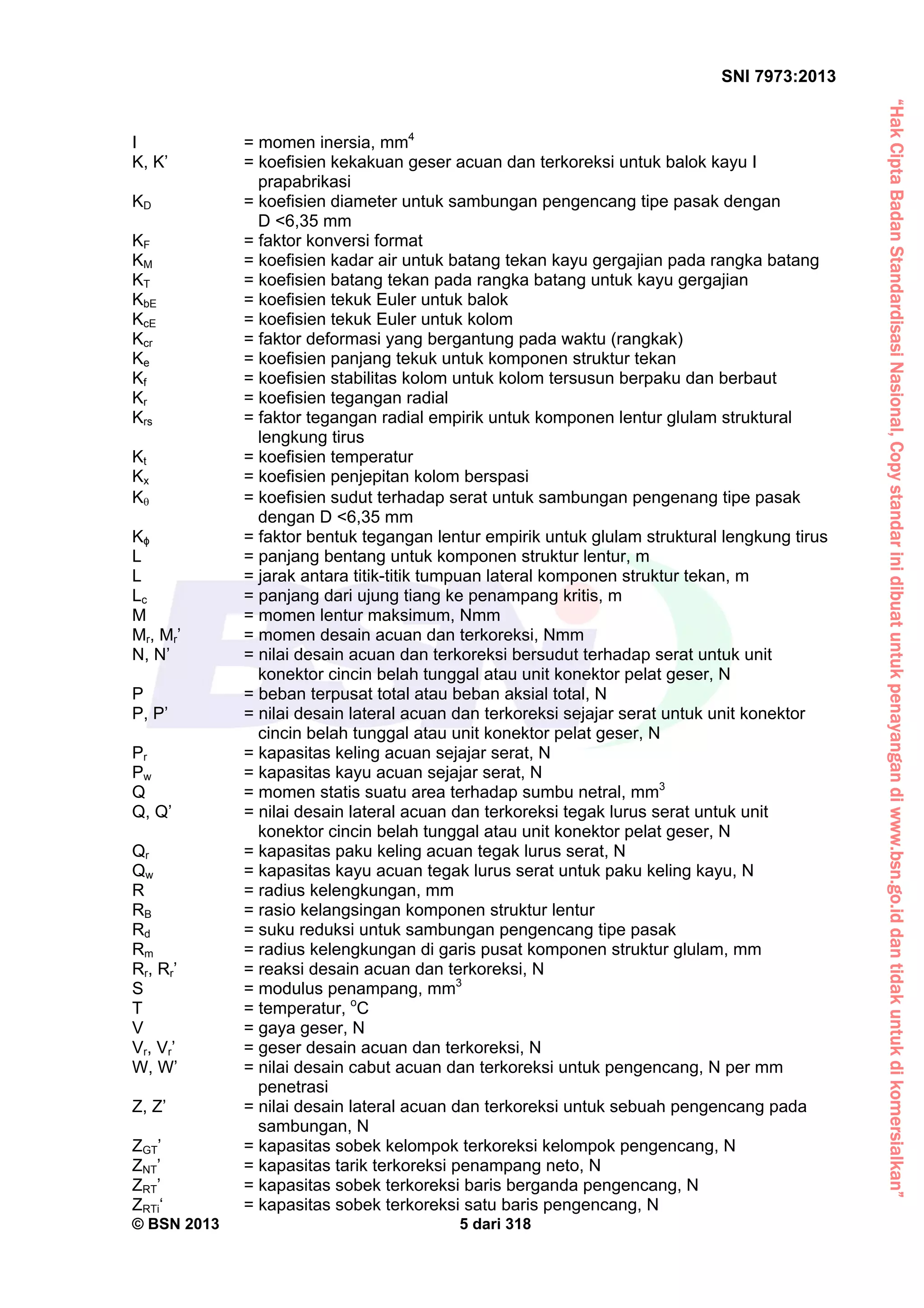 Sni 7973 2013 spesifikasi desain untuk konstruksi kayu | PDF