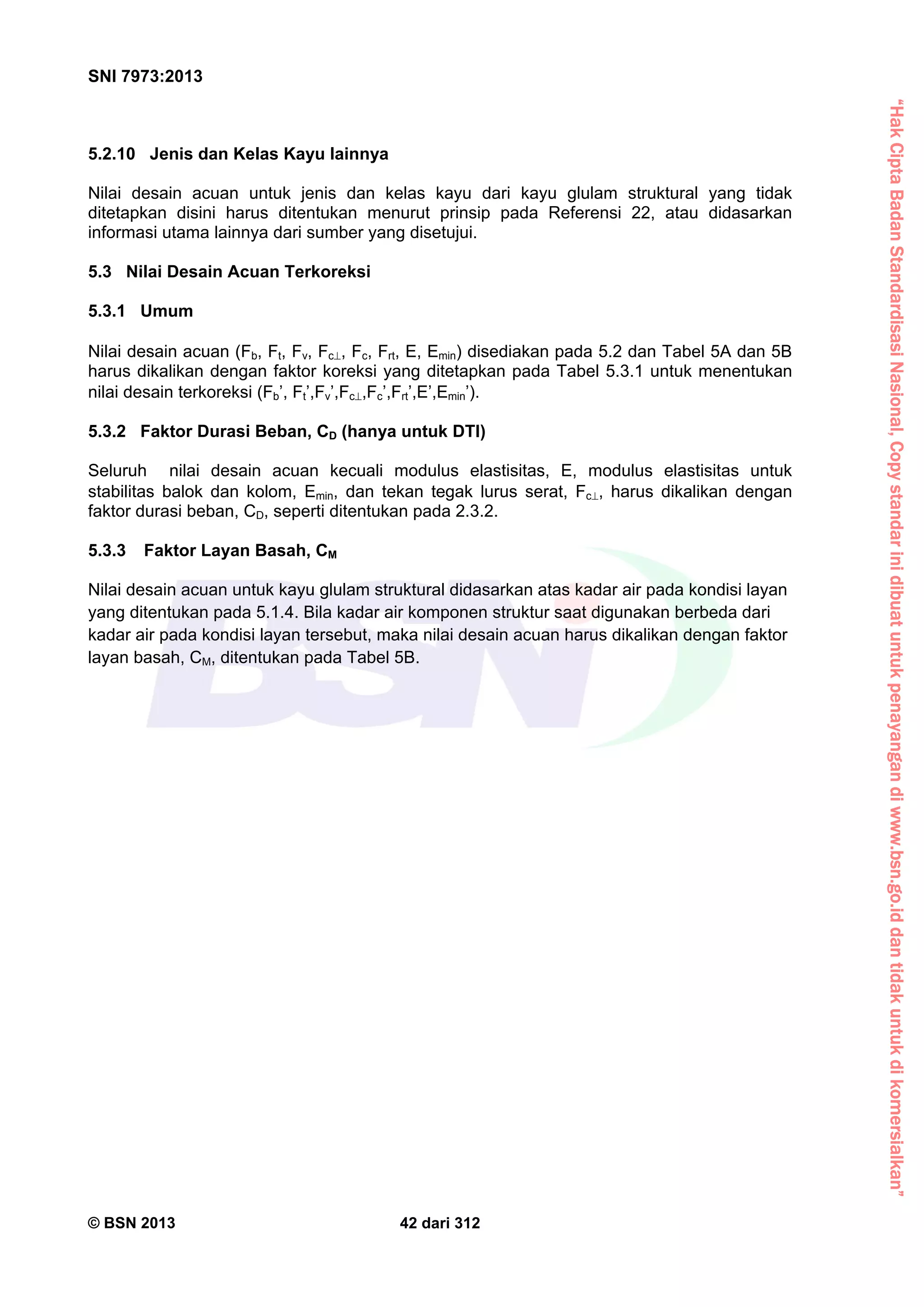 Sni 7973 2013 spesifikasi desain untuk konstruksi kayu | PDF