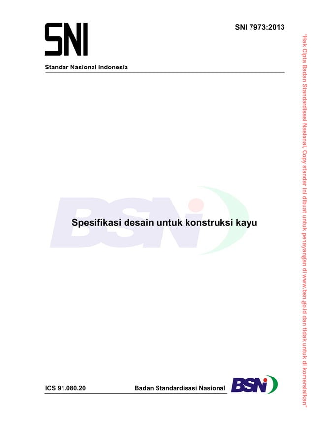Sni 7973 2013 spesifikasi desain untuk konstruksi kayu | PDF