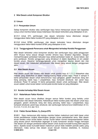 Sni 7973 2013 spesifikasi desain untuk konstruksi kayu | PDF