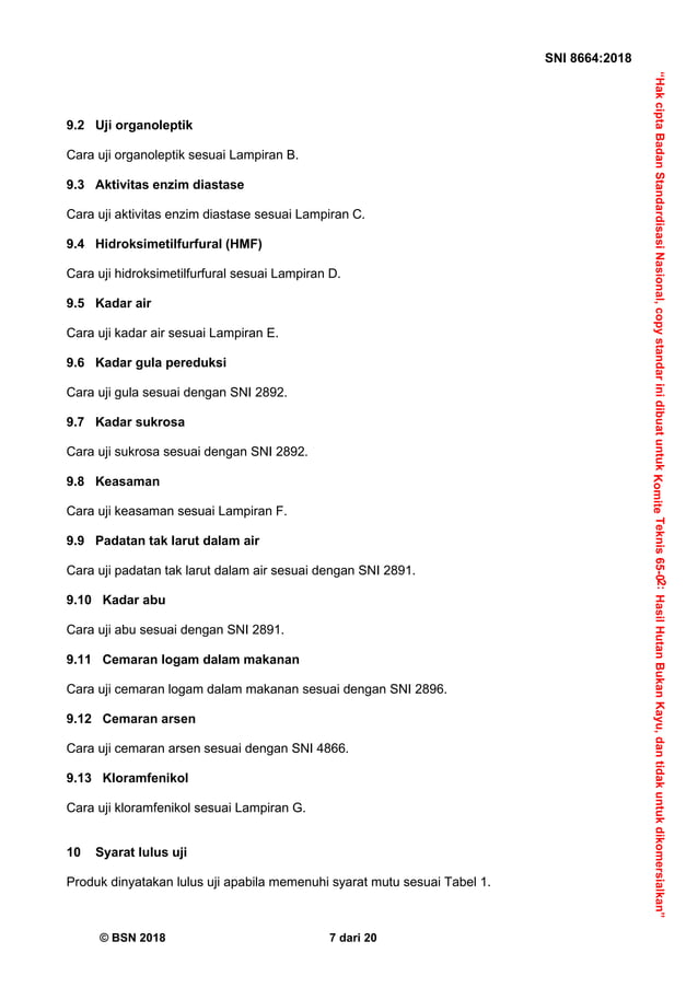 SNI 8664 2018 madu | PDF