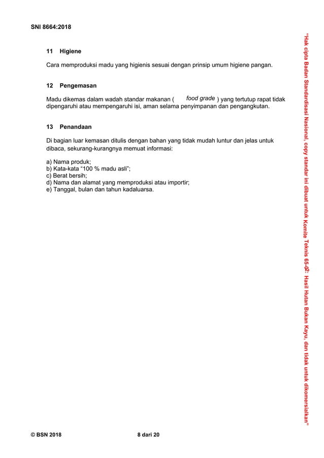 SNI 8664 2018 madu | PDF