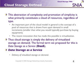 SNIA Cloud Storage Presentation | PPT