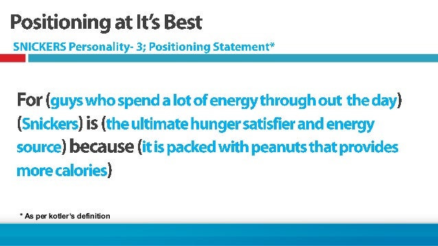 Snickers: the case for positioning evolution