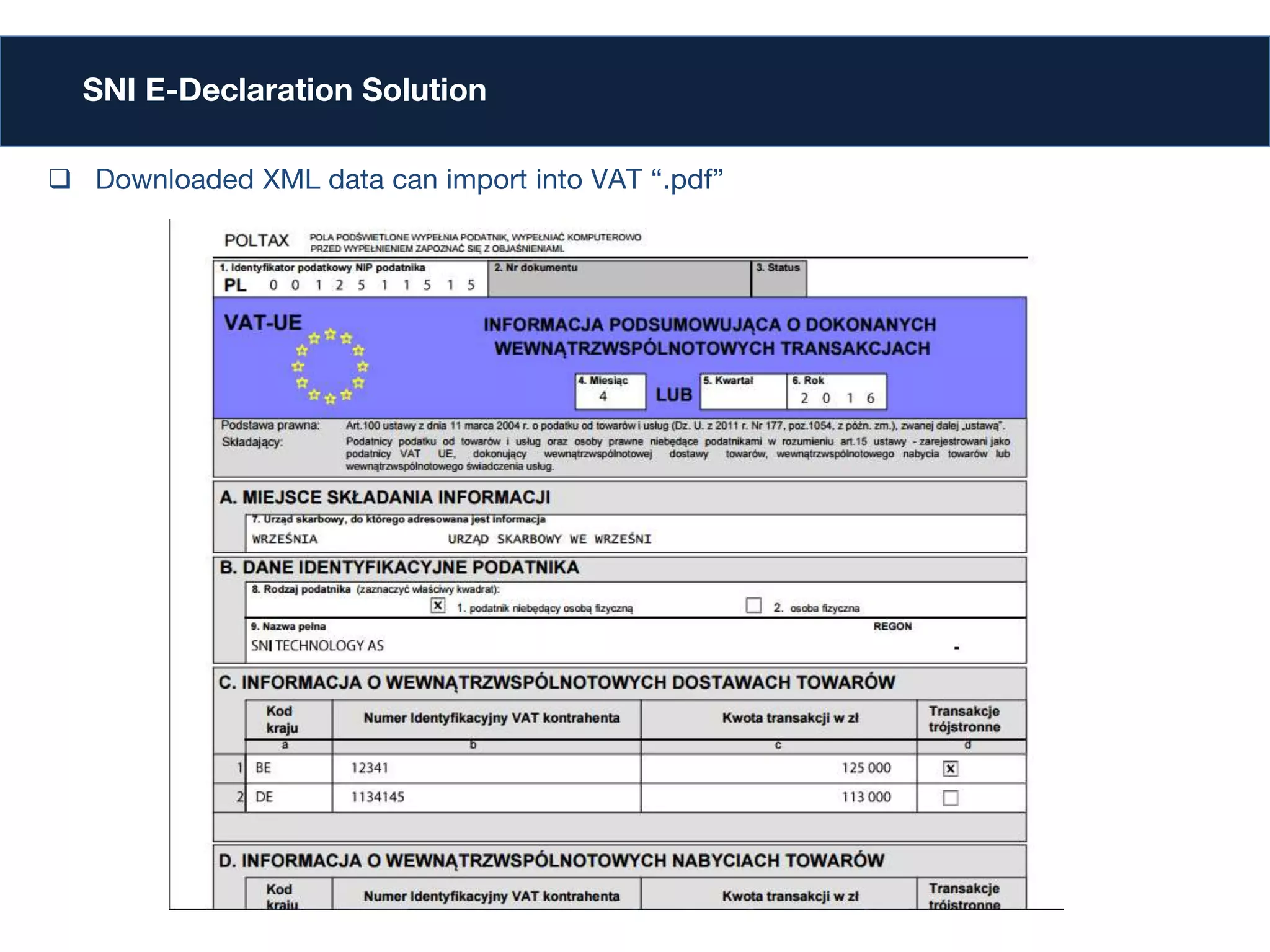 Sni e-declaration SAP extractor for Poland v1.0 | PPTX | Computing | Technology & Computing