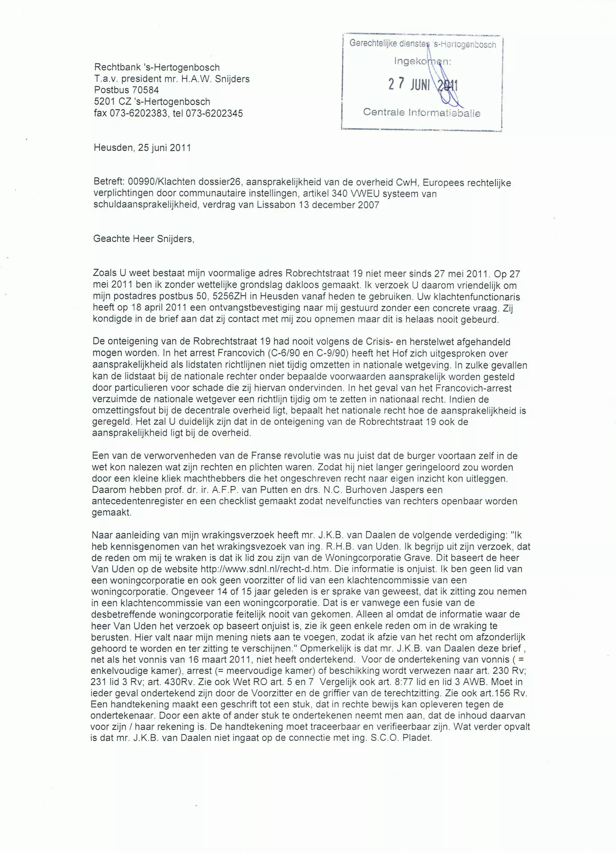 mr. H.A.W. Snijders president Den Bosch | PDF