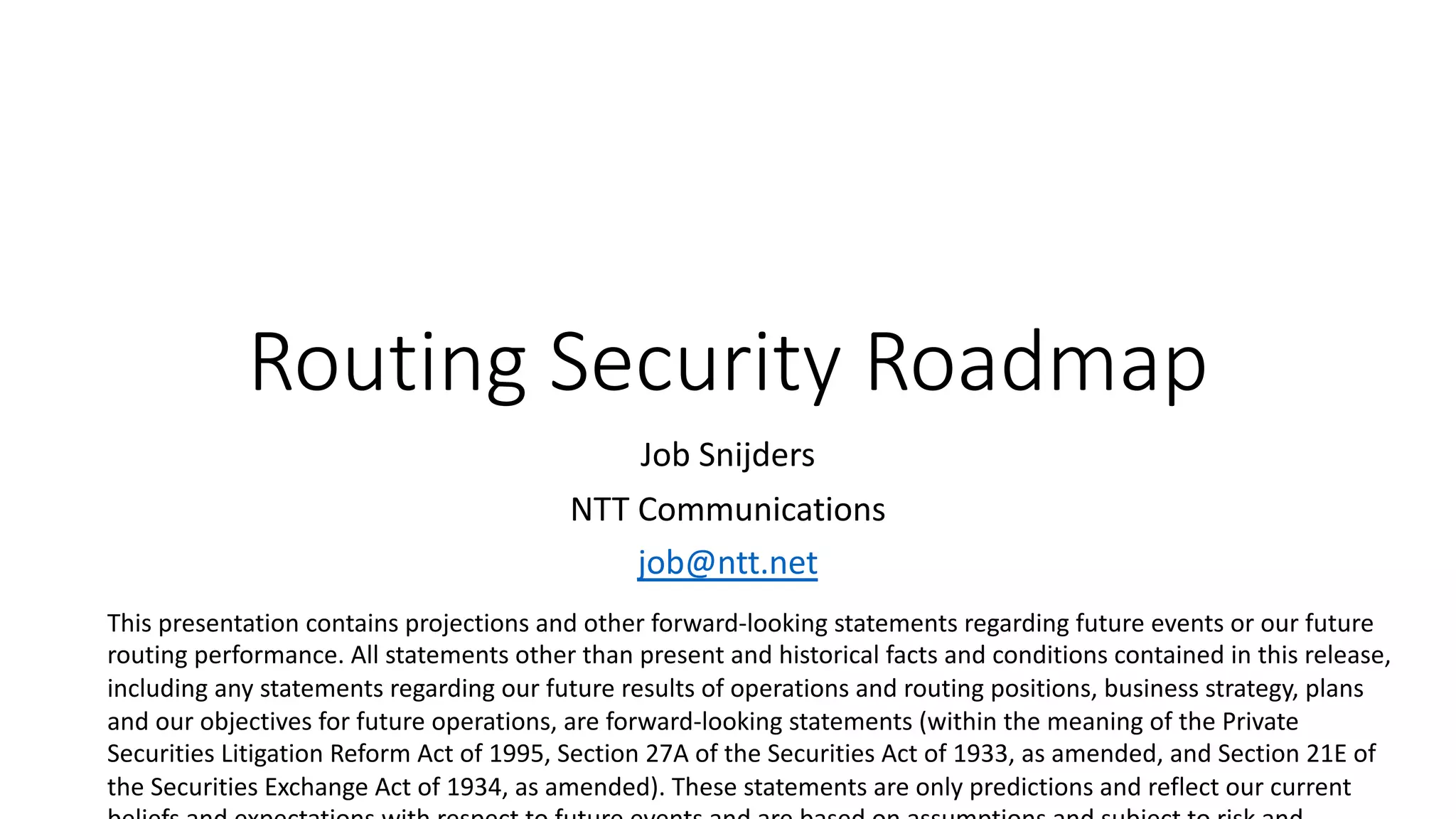Routing Security Roadmap Ppt