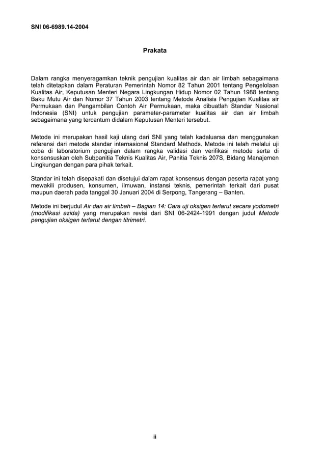 SNI 06-6989.14-2004 tentang Air dan Air Limbah - Bagian 14: Cara Uji ...