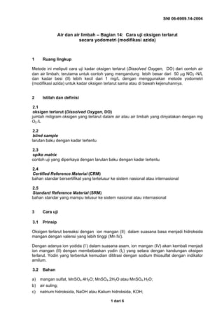 SNI 06-6989.14-2004 tentang Air dan Air Limbah - Bagian 14: Cara Uji ...