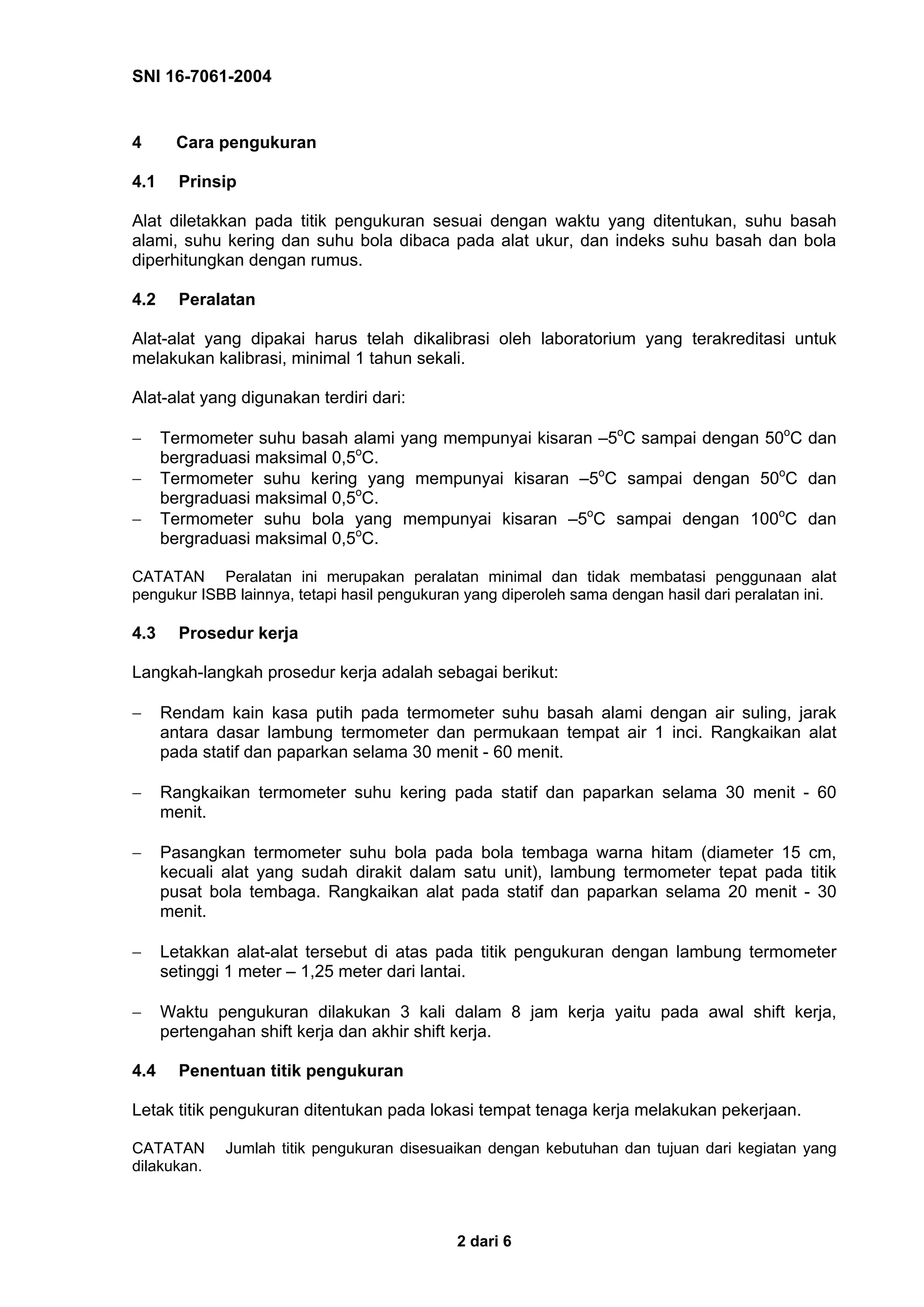 SNI 16-7061-2004 tentang Pengukuran Iklim Kerja (Panas) dengan ...