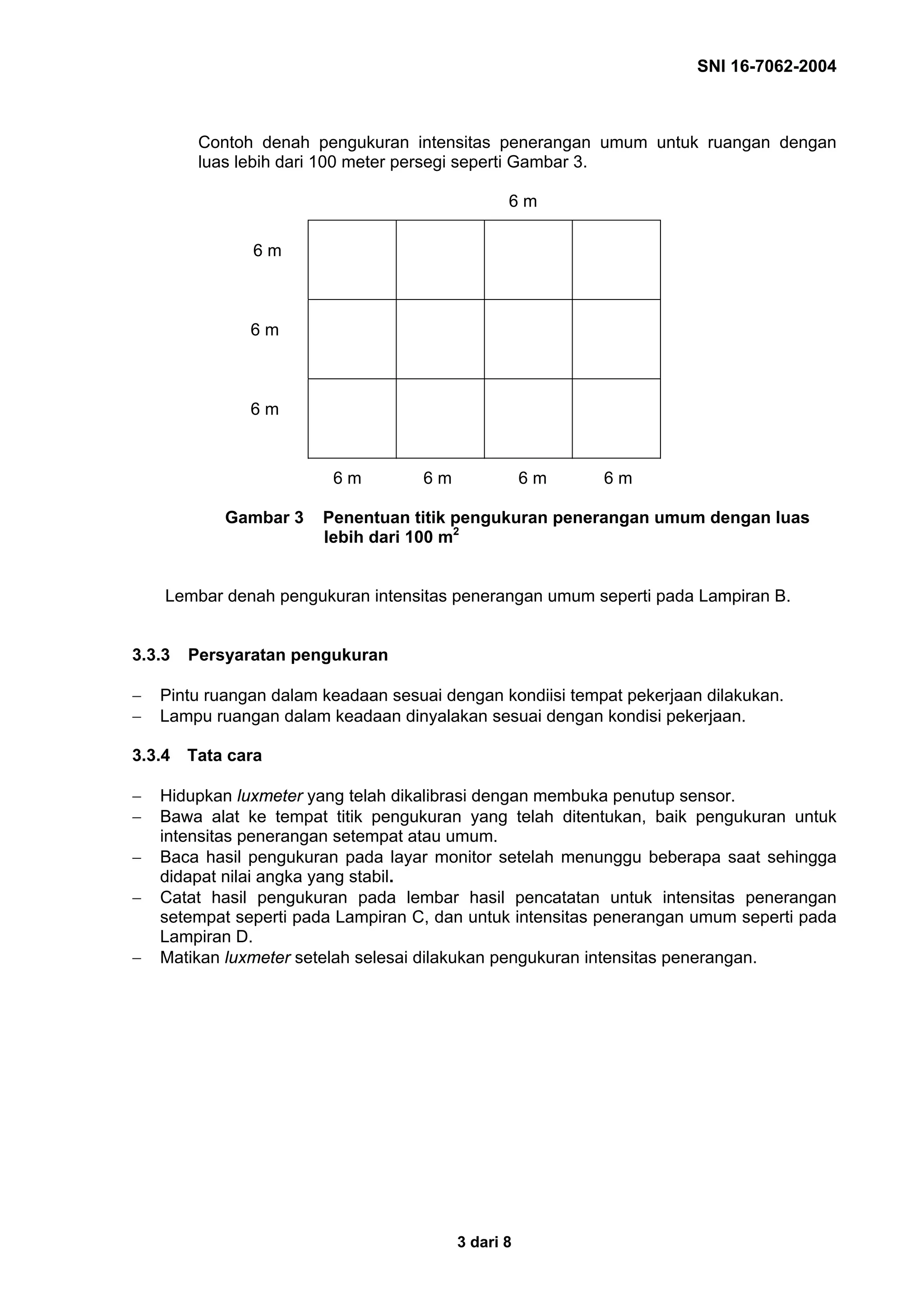 SNI 16-7062-2004 tentang Pengukuran Intensitas Penerangan di Tempat Kerja | PDF