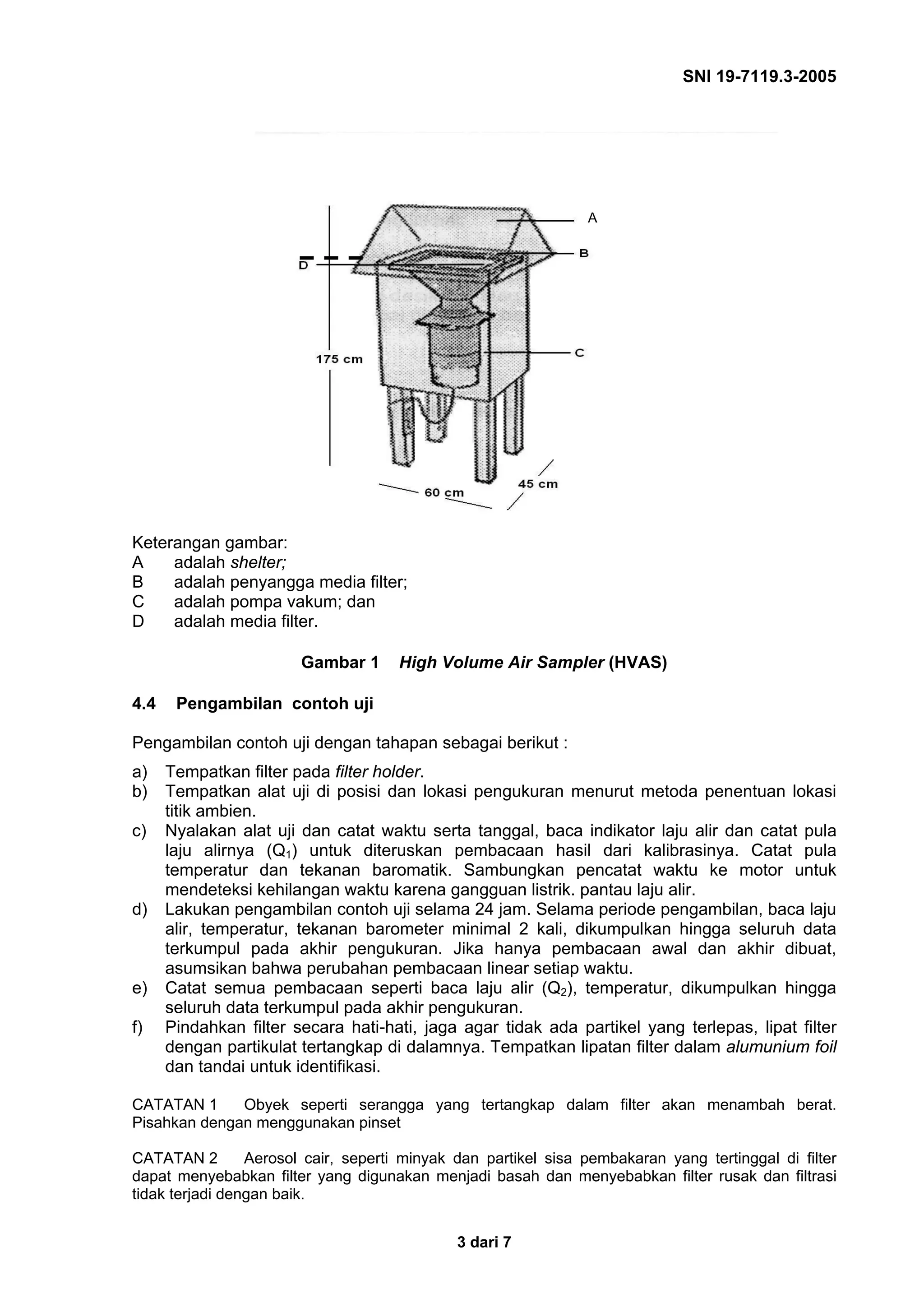 SNI 19-7119.3-2005 tentang Udara Ambien - Bagian 3: Cara Uji Partikel Tersuspensi Total ...