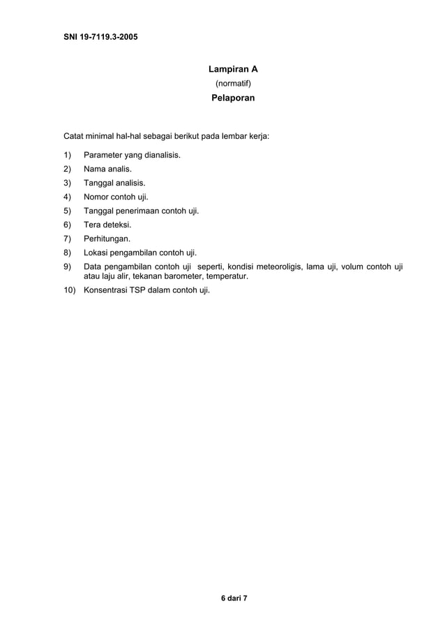 SNI 19-7119.3-2005 tentang Udara Ambien - Bagian 3: Cara Uji Partikel ...