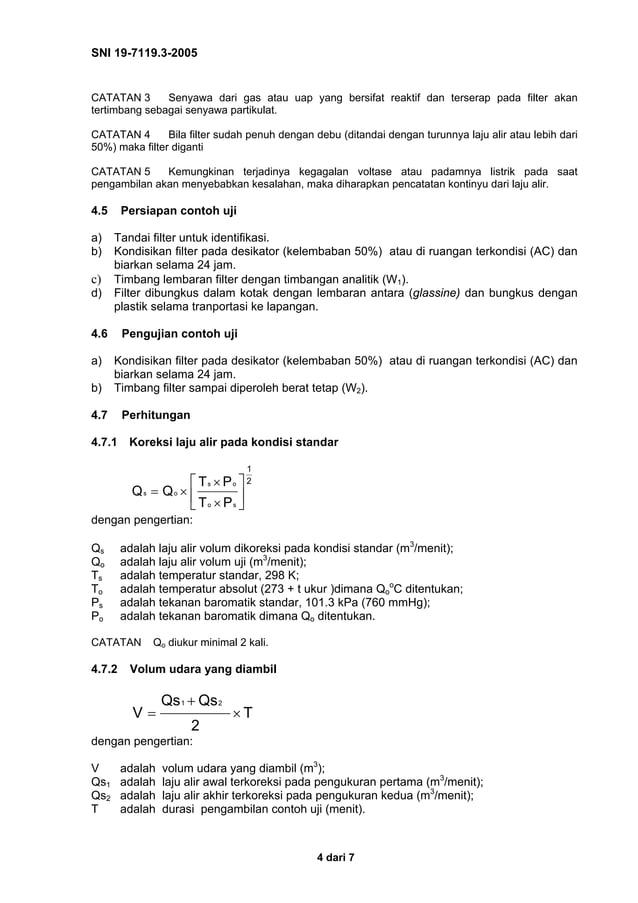 SNI 19-7119.3-2005 tentang Udara Ambien - Bagian 3: Cara Uji Partikel ...