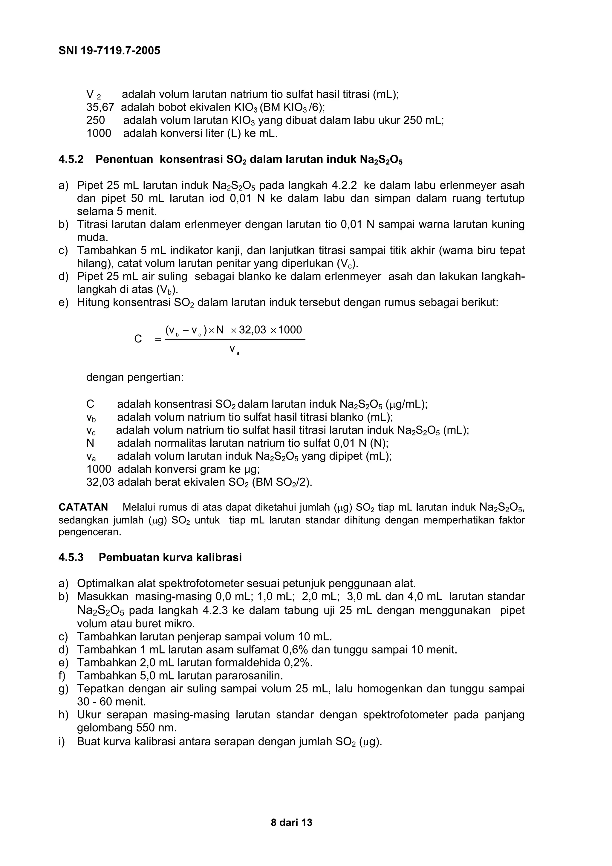 SNI 19-7119.7-2005 tentang Udara Ambien - Bagian 7: Cara Uji Kadar ...