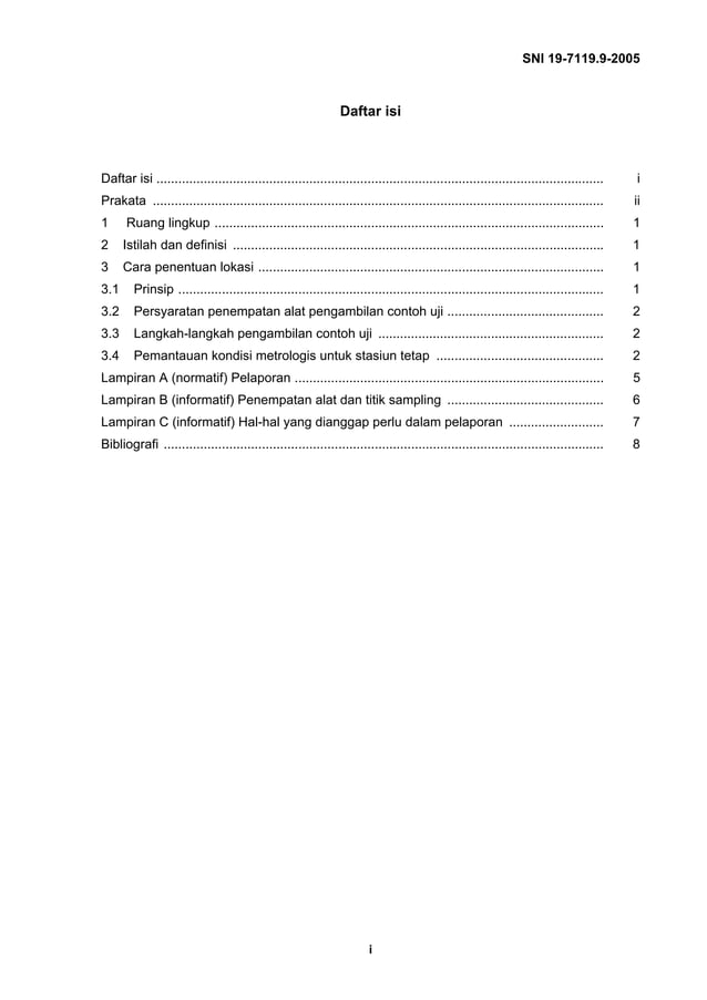 SNI 19-7119.9-2005 tentang Udara Ambien - Bagian 9: Penentuan Lokasi Pengambilan Contoh Uji ...