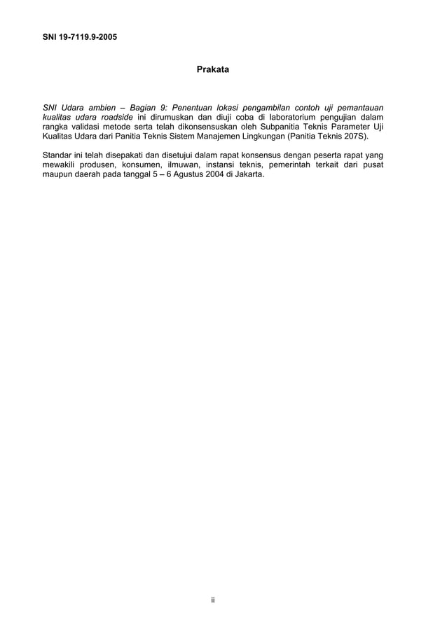 SNI 19-7119.9-2005 tentang Udara Ambien - Bagian 9: Penentuan Lokasi Pengambilan Contoh Uji ...