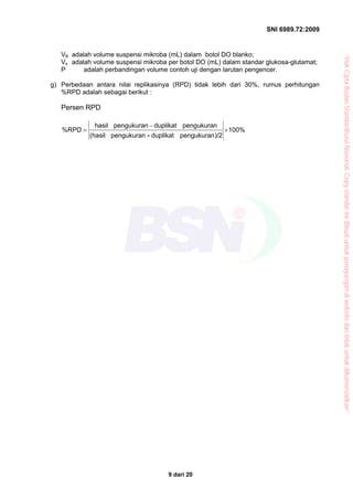 SNI 6989.72:2009 tentang Air dan Air Limbah - Bagian 72: Cara Uji Kebutuhan Oksigen Biokimia ...