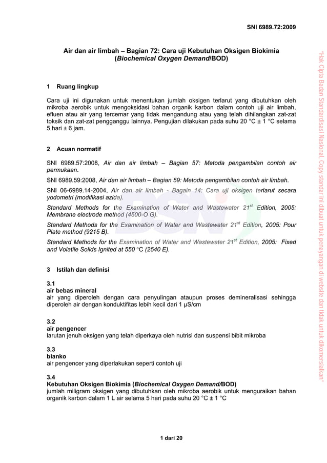 SNI 6989.72:2009 tentang Air dan Air Limbah - Bagian 72: Cara Uji ...