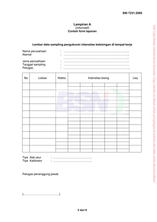SNI 7231:2009 tentang Metoda Pengukuran Intensitas Kebisingan di Tempat ...