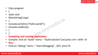 introduction to c # | PPT