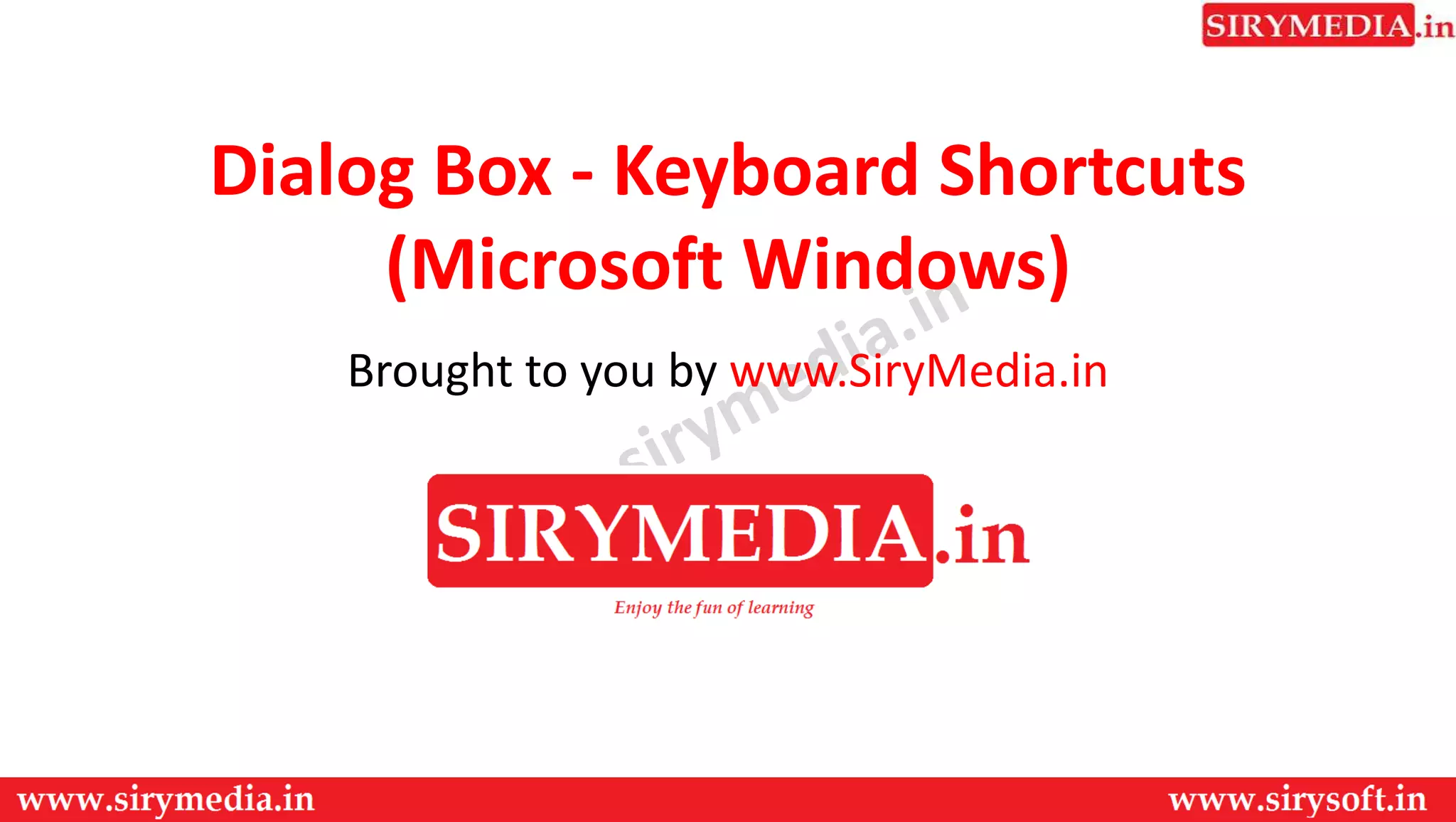 keyboard shortcuts for dialogbox in windows os | PPT
