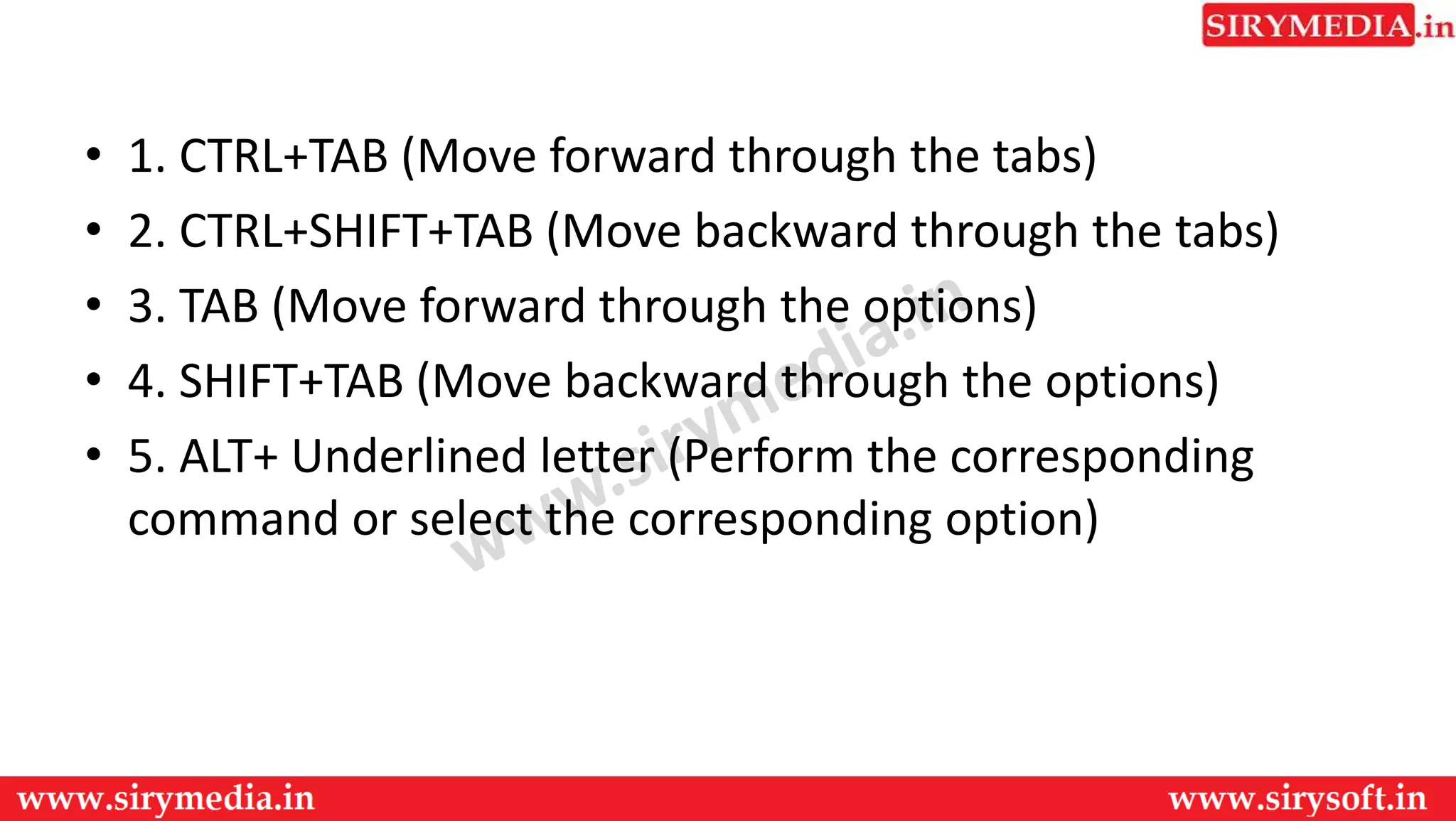 keyboard shortcuts for dialogbox in windows os | PPT