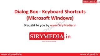 keyboard shortcuts for dialogbox in windows os | PPT