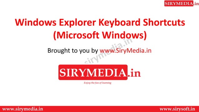 windows explorer keyboard short cuts | PPT