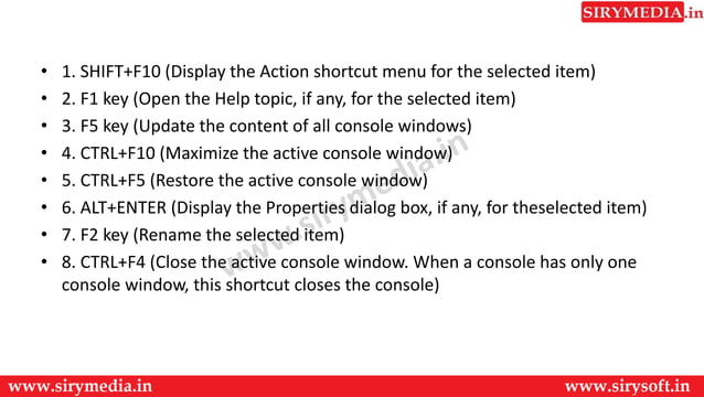 windows console keyboard shortcut | PPT