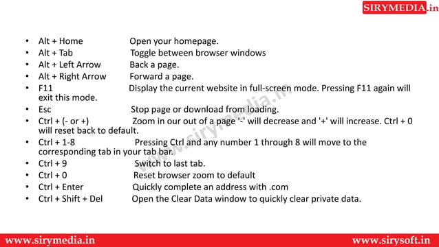 google chrome keyboard shortcut | PPT