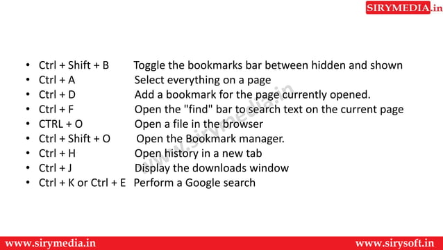 google chrome keyboard shortcut | PPT