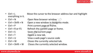 google chrome keyboard shortcut | PPT