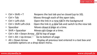 google chrome keyboard shortcut | PPT