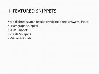Snippets on SERP: Types and Importance in SEO" | PPT