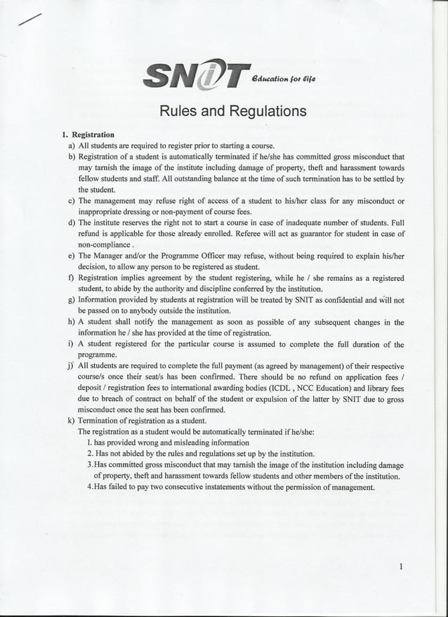 Snit rules and regulations | PDF