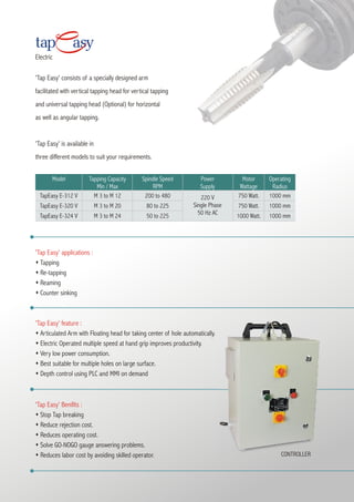 Tapping Machine Manufacturer - ALFATECH ENGINEERS PVT. LTD. | PDF