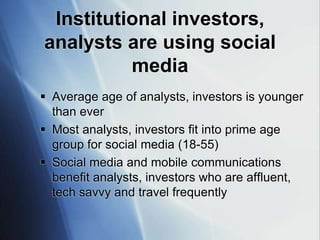 Social Media for Bank Investor Relations | PPT