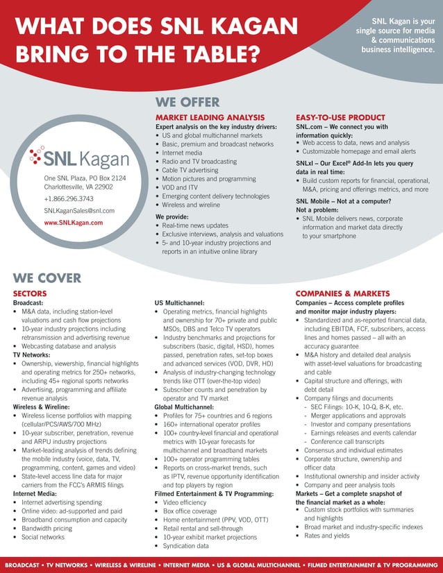 SNL Kagan Overview | PDF