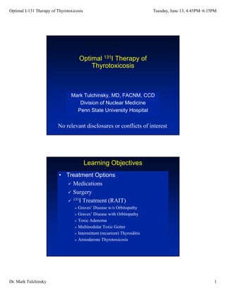 Optimal I-131 Therapy of Thyrotoxicosis | PDF