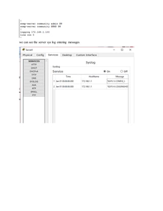 Packet Tracer: SNMP, Netflow, Sys-log | DOCX