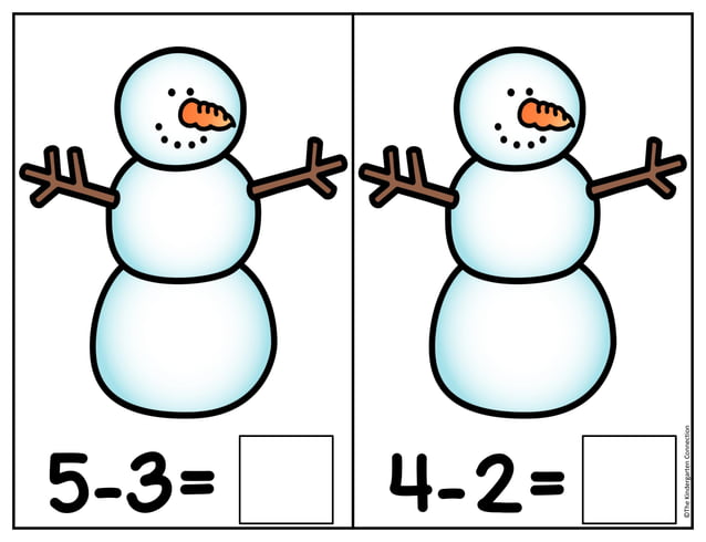 Tarjetas de restas con muñecos de nieve | PDF