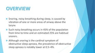 Snoring and Obstructive Sleep Apnoea by Pamudith Karunaratne | PPTX
