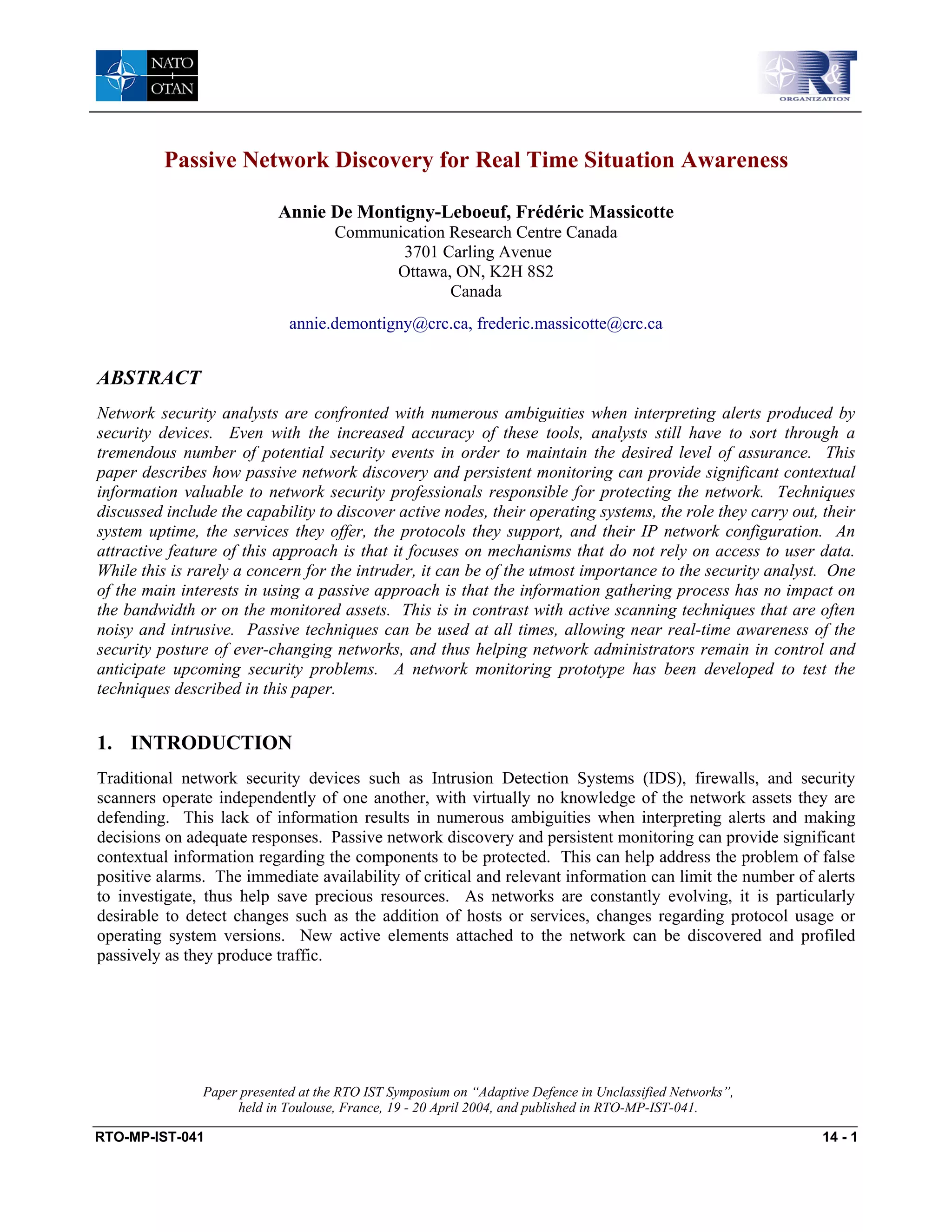 Passive monitoring to build Situational Awareness | PDF