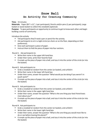 Snowball icebreaker | PDF