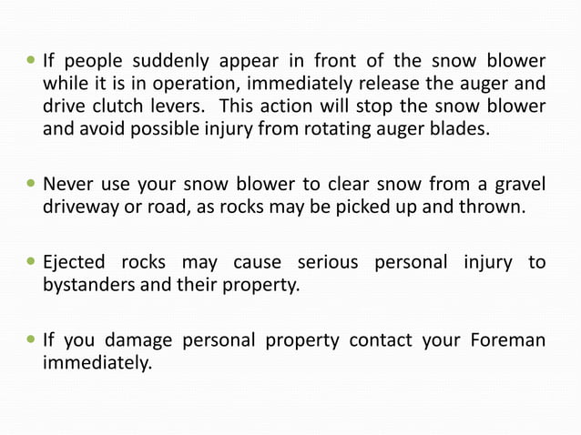 Snow Blower Safety 2009 | PPT