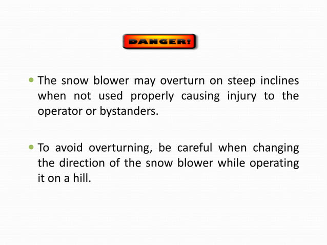 Snow Blower Safety 2009 | PPT
